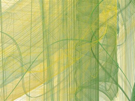 Yellow Green Abstract Fractal With Curved Lines Stock Illustration