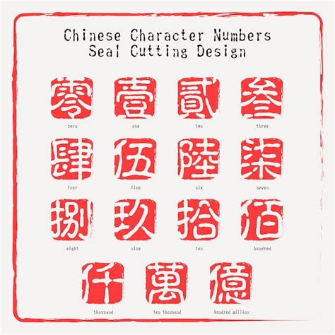 Premium Vector Chinese Character Numbers Seal Cutting Design