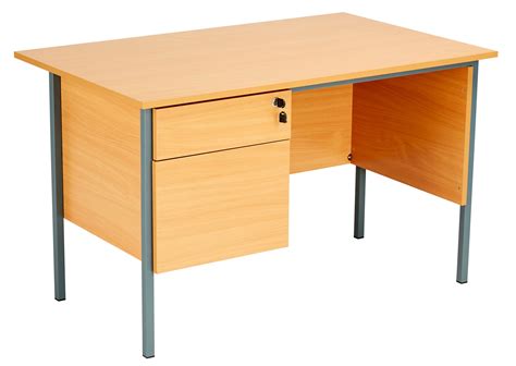 Eco 18 4 Leg Rectangular Desk With 2 Drawer Pedestal Elm Workspace