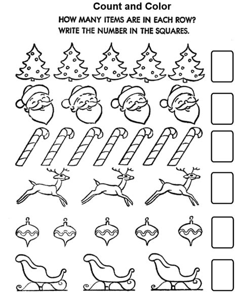 Counting Activity Sheets Count Objects Activity Page Sheet Christmas