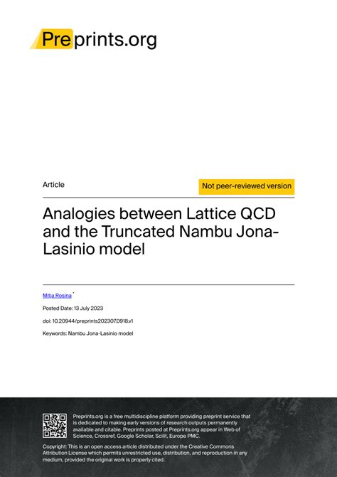 Pdf Analogies Between Lattice Qcd And The Truncated Nambu Jona