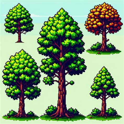 Bit Pixel Art Tree Sprite Sheet For Game Design AI Art Generator Easy Peasy AI