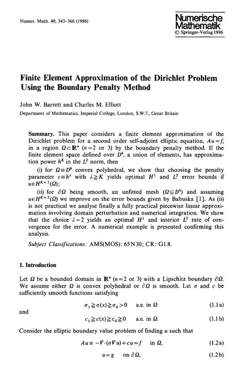 Pdf Finite Element Approximation Of The Dirichlet Problem Using The