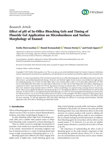Pdf Effect Of Ph Of In Office Bleaching Gels And Timing Of Fluoride