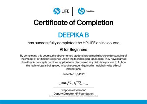 Ai Artificialintelligence Hpfoundation Hplife Lifelonglearning… Deepika B