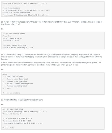 Solved 1632 Lab Program Online Shopping Cart Part 2