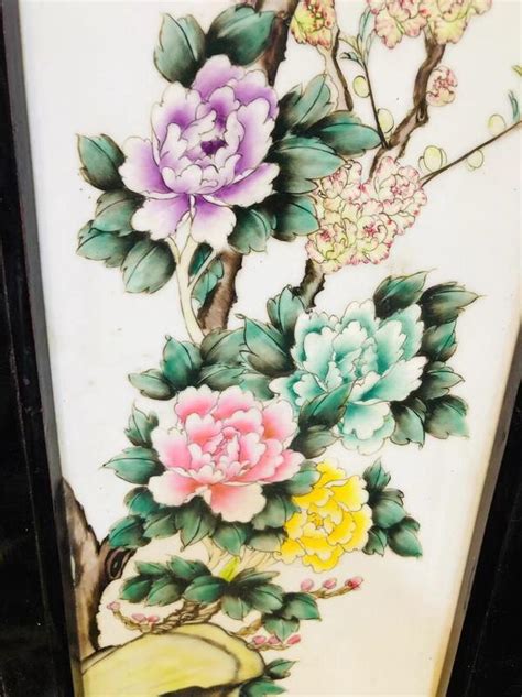 文革時期 壬子1972年 老手繪 花鳥瓷板畫 兩條掛屏景 露天市集 全台最大的網路購物市集