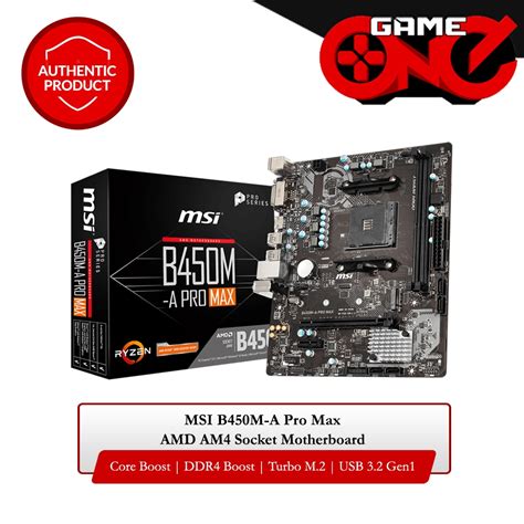 Msi B450m A Pro Max Amd Motherboard Core Boost Ddr4 Boost Turbo M 2 Usb 3 2 Gen1
