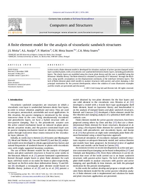Pdf A Finite Element Model For The Analysis Of Viscoelastic Sandwich Structures