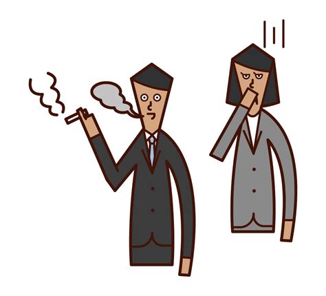 불편한 흡연을 느끼는 여성의 일러스트 무료 일러스트 소재집 Kukukeke