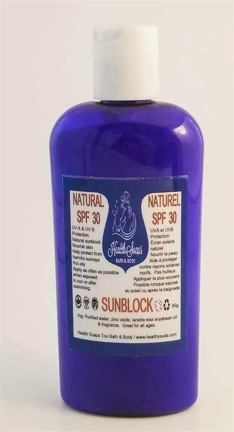 Natural Sunblock SPF 30 UVA UVB Protection 95gr Health Soaps Bath Body