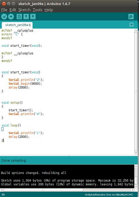 programming why can t the new arduino ide 1 6 7 compile extern c
