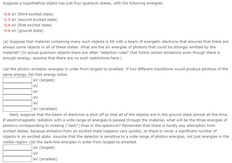 solved suppose a hypothetical object has just four quantum