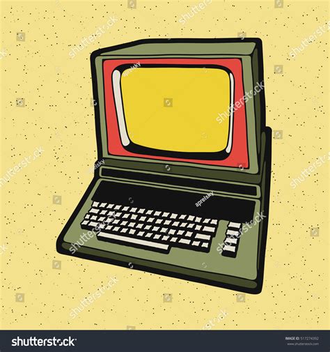 Old Personal Computer Monitor Vector Illustration Stock Vector Royalty Free