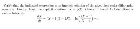 Solved Verify That The Indicated Expression Is An Implicit