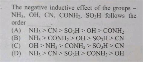 Select The Set Of The Substituent Groups Which Exert M And Negative