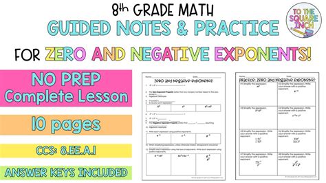 Zero And Negative Exponents Notes To The Square Inch