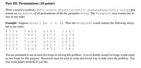 solved part iii permutations 10 points write a recursive