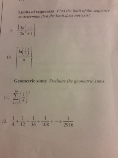 Solved Limits Of Sequences Find The Limit Of The Sequence Or
