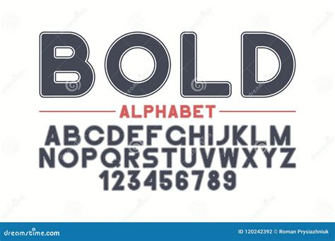 Rounded Sans Serif Font Template Bold Alphabet With Numerals Vector