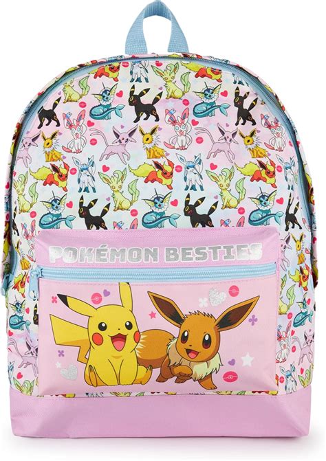 Mochila Pokémon Pikachu Eevee Besties Rosa Con Purpurina