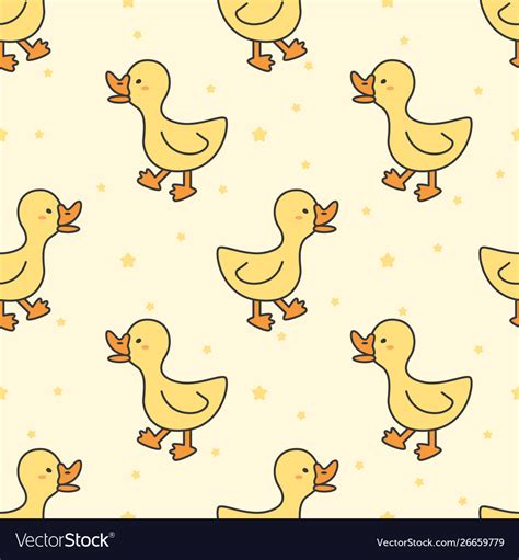 Cute Duck Seamless Pattern Background Royalty Free Vector