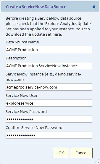 configuring a servicenow data source explore analytics the wiki
