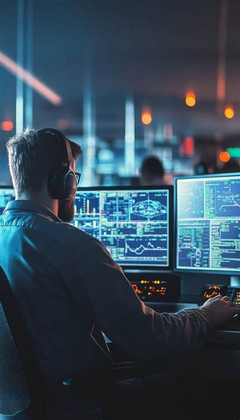 Cybersecurity Professional Monitoring System Data Streams On Multiple