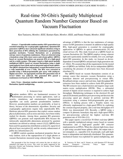Pdf Real Time 50 Gbits Spatially Multiplexed Quantum Random Number Generator Based On Vacuum