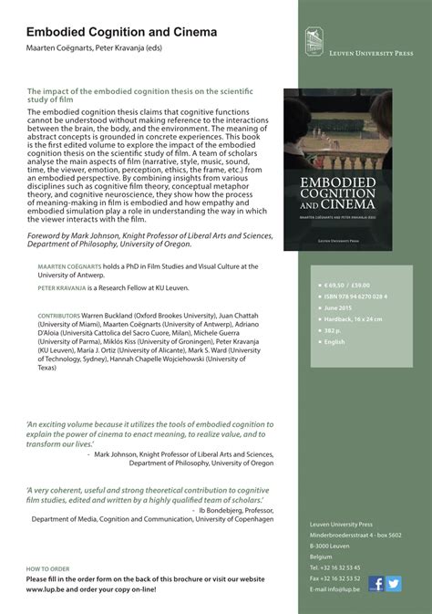 Pdf Embodied Cognition And Cinema
