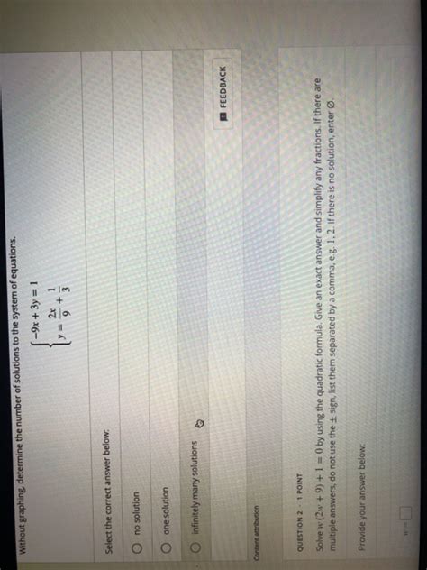 solved without graphing determine the number of solutions