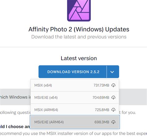 Affinity Photo 2 5 2 Msi Exe Arm64 Downloads Publisher Instead Of