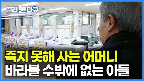 차라리 돌아가셨으면 의식 없는 어머니 연명치료 중단할 수 없는 아들｜나는 연명치료를 거부하고 존엄한 죽음을 택했다｜어느 날 내가 죽었습니다｜존엄사｜하나뿐인 지구