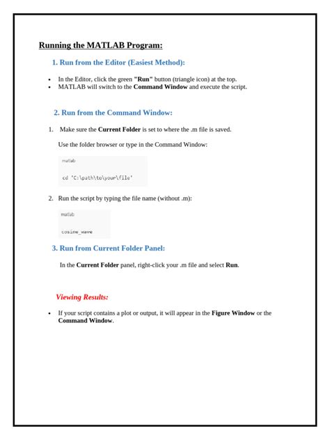 Running The Matlab Program Pdf