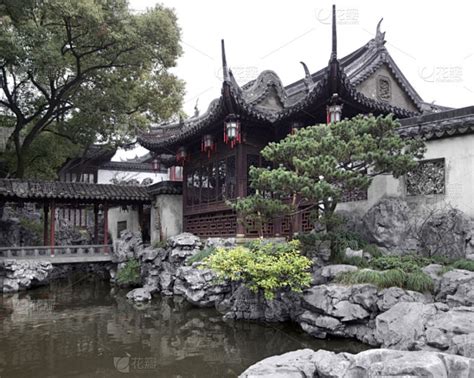 上海 豫园 水 公园 艺术 水平画幅 风化的 无人 古老的 古城