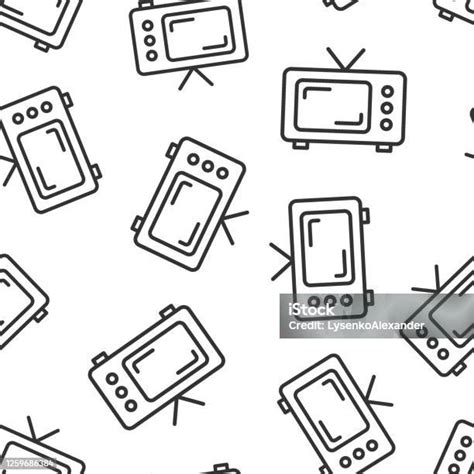 플랫 스타일의 복고풍 Tv 화면 벡터 아이콘 흰색 고립 된 배경에 오래 된 텔레비전 그림 Tv 디스플레이 원활한 패턴 비즈니스 개념 0명에 대한 스톡 벡터 아트 및 기타