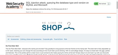 To Solve This Lab We Need To Display The Database Version String For Either Mysql Or Microsoft
