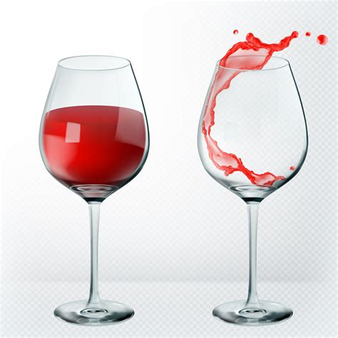Transparency Wine Glass Empty And Full 3d Realism Vector Icon