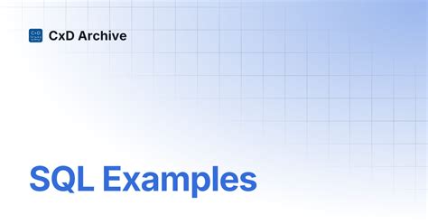 Sql Examples Cxd Archive