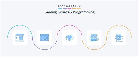 Gaming Genres And Programming Blue 5 Icon Pack Including Error Computer Developer Cube