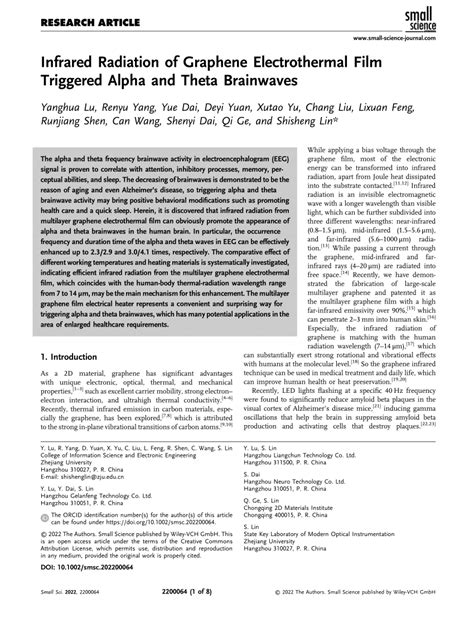 Pdf Infrared Radiation Of Graphene Electrothermal Film Triggered Alpha And Theta Brainwaves