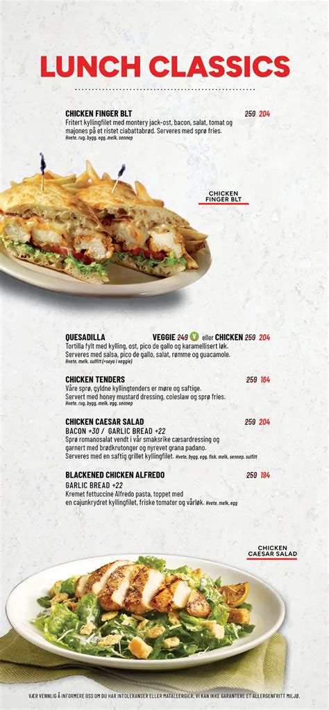 Lunch Menu Tgi Fridays