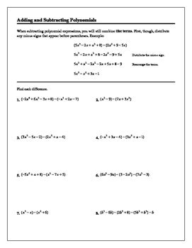 Algebra Algebra Tutorial Adding And Subtracting Polynomials