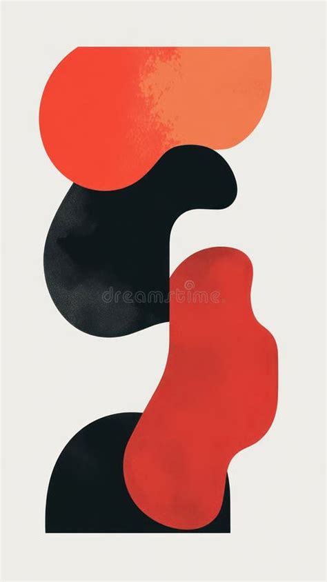 Abstract Shapes In Red And Black Create A Modern Minimalist Design