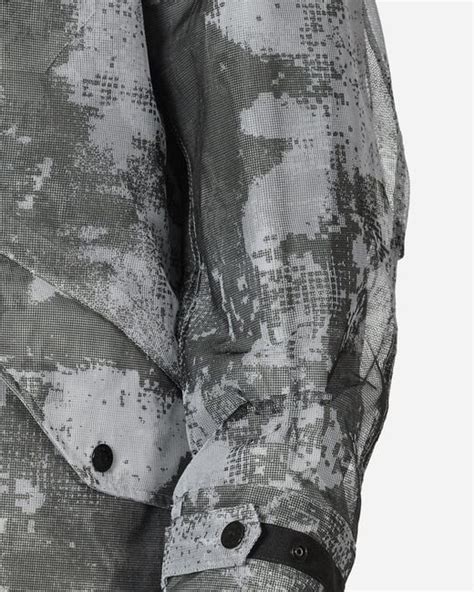 stone island dissolving grid camo mesh nylon coat dust in gray for men