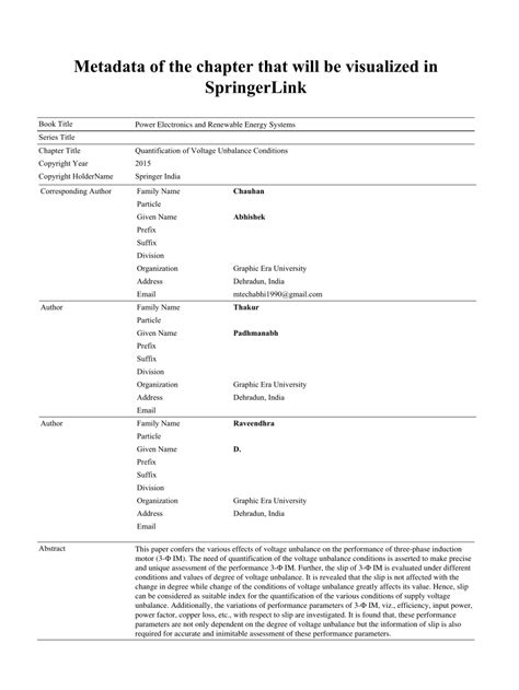 Pdf Quantification Of Voltage Unbalance Conditions