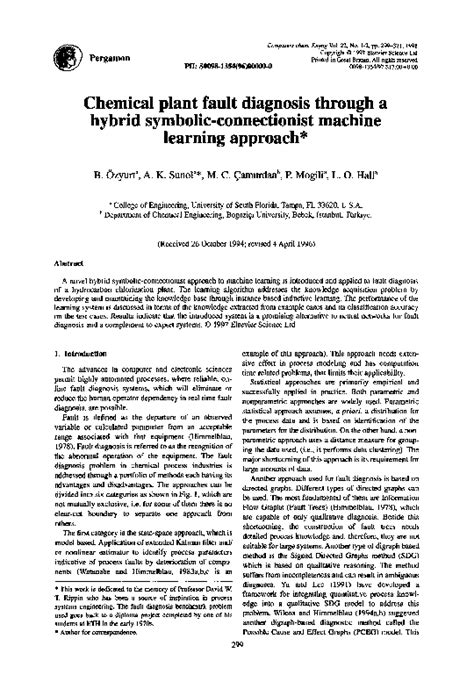 Pdf Chemical Plant Fault Diagnosis Through A Hybrid Symbolic Connectionist Approach And