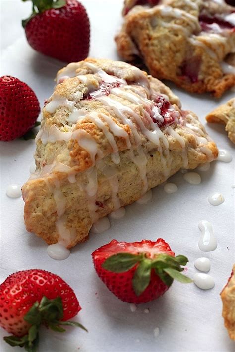 Fresh Strawberry Scones With Lemon Glaze Baker By Nature