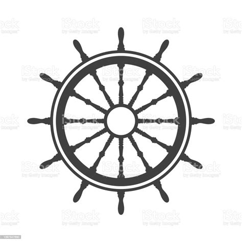빈티지 스티어링 휠 선박 요트 복고풍 휠 기호 해상 방향타 아이콘입니다 해양 디자인 요소 벡터 일러스트 레이 션 골동품에 대한 스톡 벡터 아트 및 기타 이미지 Istock