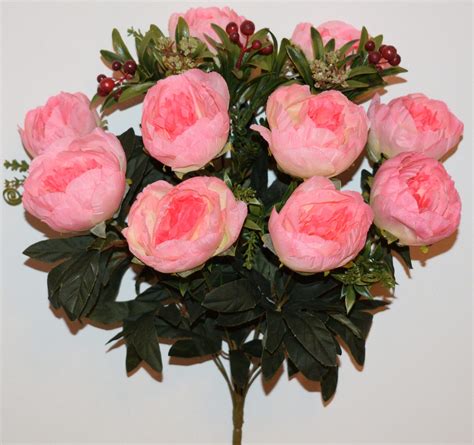 Искусственные цветы Пион с калинкой не прес R 1205 ИСКУССТВЕННЫЕ ЦВЕТЫ ПИОН